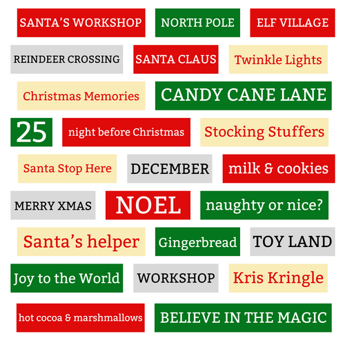 Christmas Word Strip Sheet | scrappineverymemory