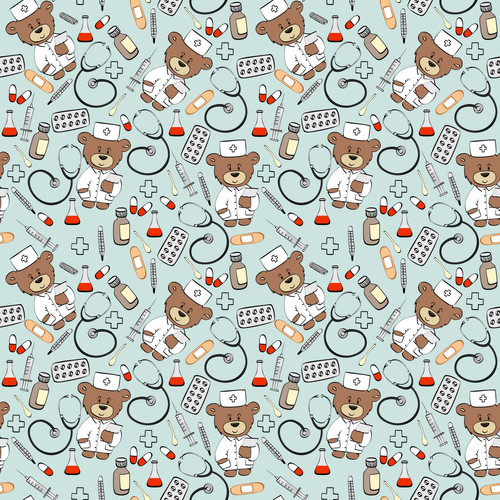 Medical Bears Scrapbook Paper 12x12 | scrappineverymemory