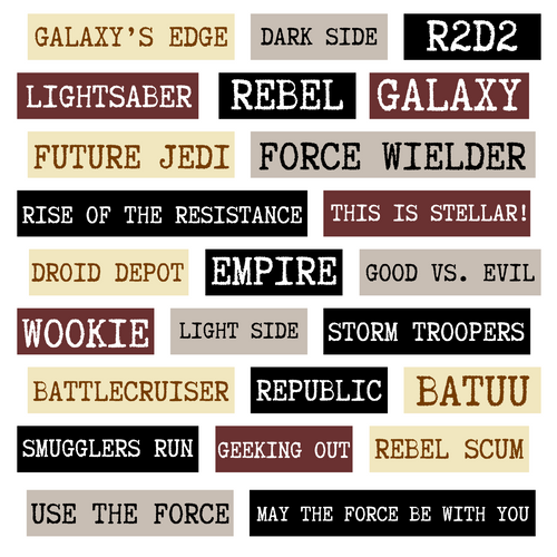 Star Wars Word Strip Sheet | scrappineverymemory