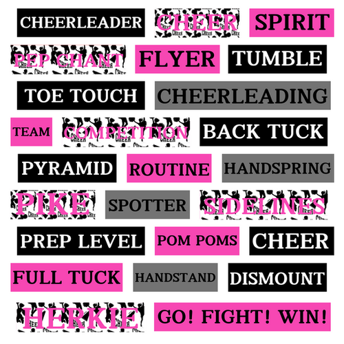 Cheerleading Word Strip Sheet | scrappineverymemory