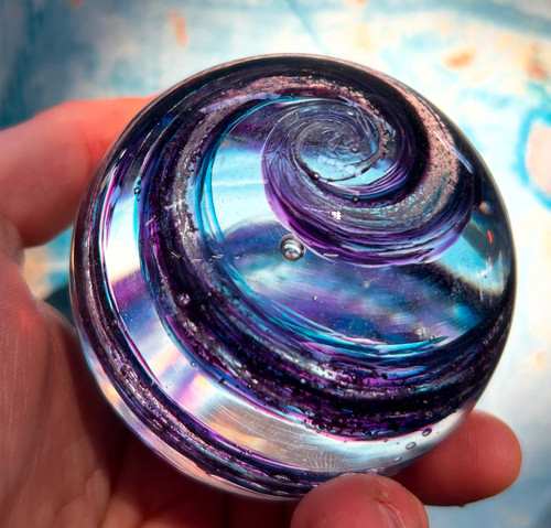 Purple and blue ashes keepsake, ashes in glass purple, blue memorial ...