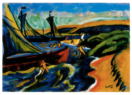 Max Pechstein, Beach at Nidden, 1911 | delightful-prints