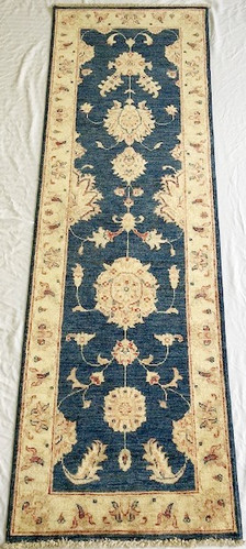 Contemporary Indigo Hallway Rug - Usak / Turkey | tribalcollections