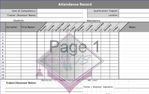 Attendance Record TEMPLATE | Coast Wide Training