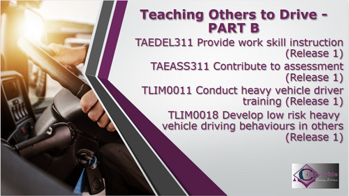 TAEDEL311 TAEASS311 TLIM0011 TLIM0018 Teaching Others to Drive (HV ...