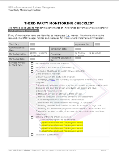 Third Party Agreement TEMPLATE | Coast Wide Training