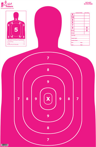 23" x 35" B27-E Silhouette Target- Pink - 5 Pack | Splatter Shot