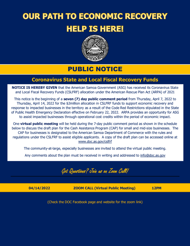 Public Notice | Cash Assistance Program