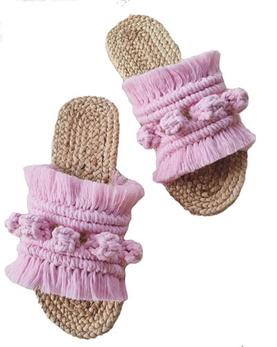 Macrame Straw Slippers