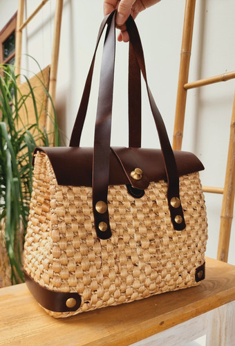 Palma Leather & Straw Bag | www.baanstraw.com