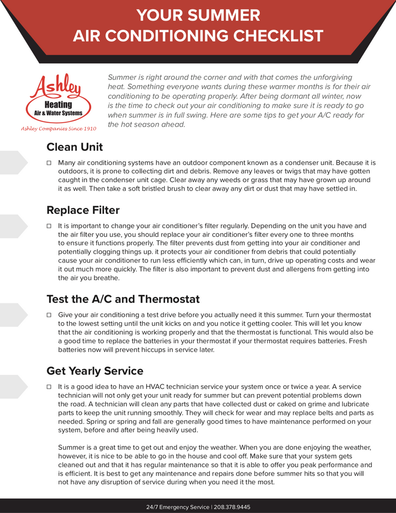 Your summer air conditioning checklist