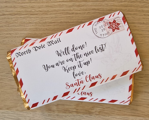 Santa Nice List personalised Galaxy chocolate bar wrapper | GiftsToDoor
