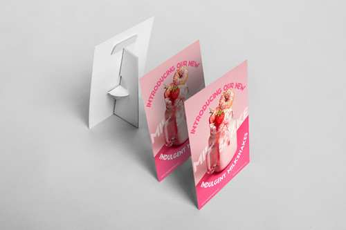 Personalised strut cards free standing show cards , table display stand ...