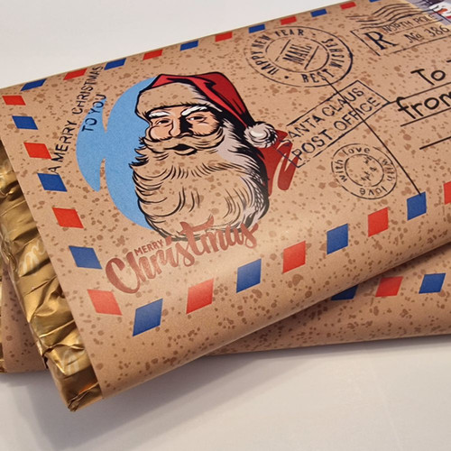 Merry Christmas vintage Santa personalised Galaxy chocolate bar wrapper ...
