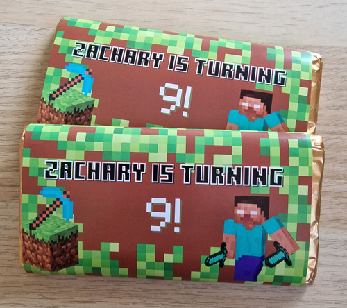 Minecraft birthday personalised chocolate bar wrapper gift | GiftsToDoor
