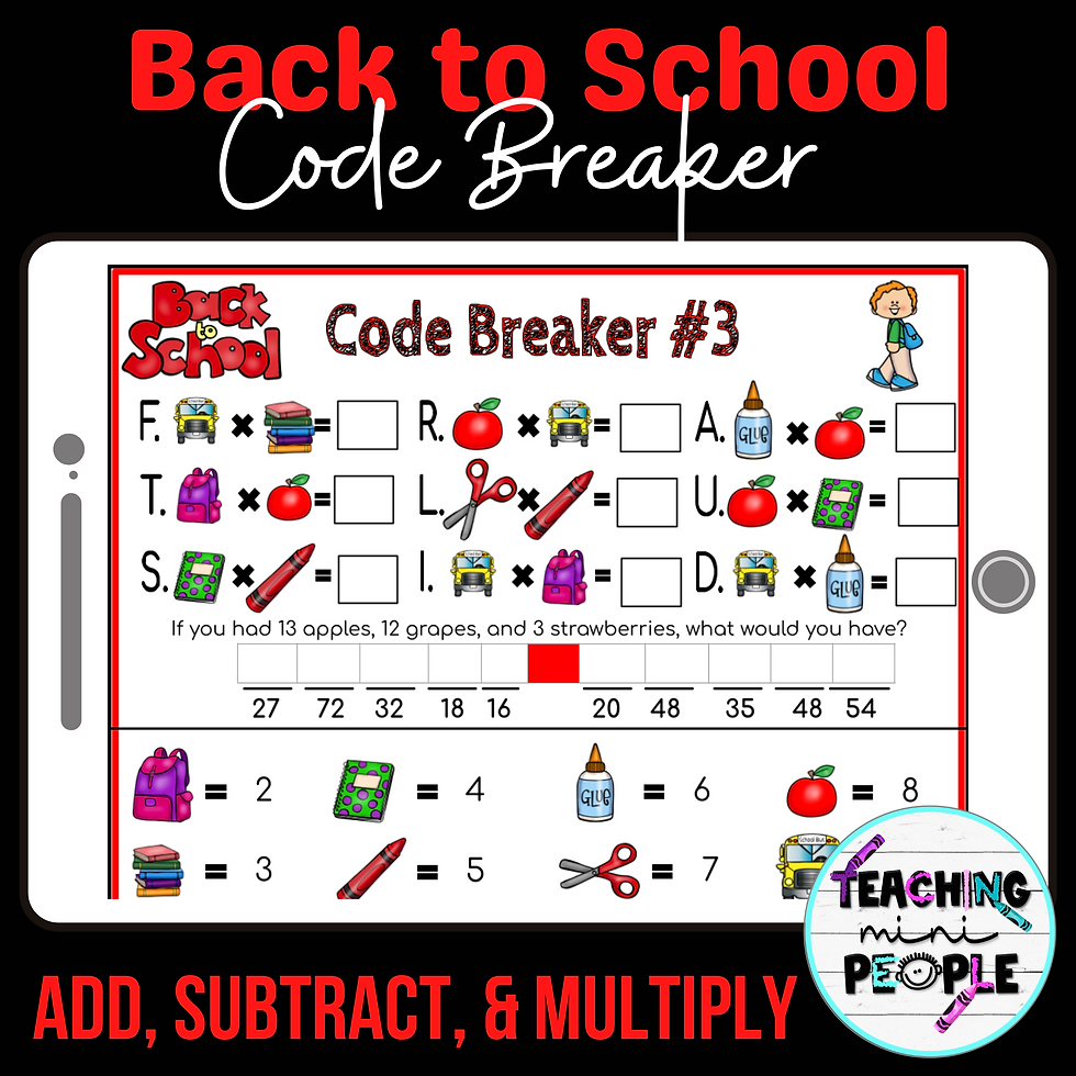 Back to School Math Activity