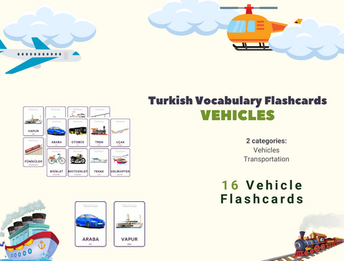 Turkish Vocabulary Flashcards(Vehicles) | Turkish Academy