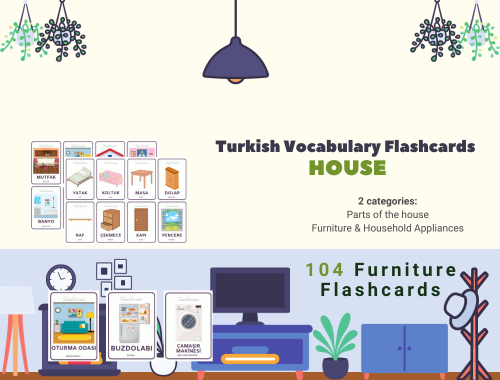 Turkish Vocabulary Flashcards (Furnitures) | Turkish Academy