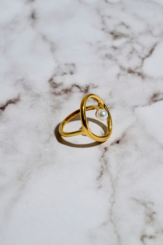 stainless steel pearl ring | O91O