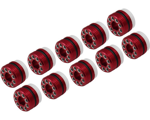 NRO2122N02 - Aluminum Delrin Cap Hub Nut Red (10) Nero | Hot Racing