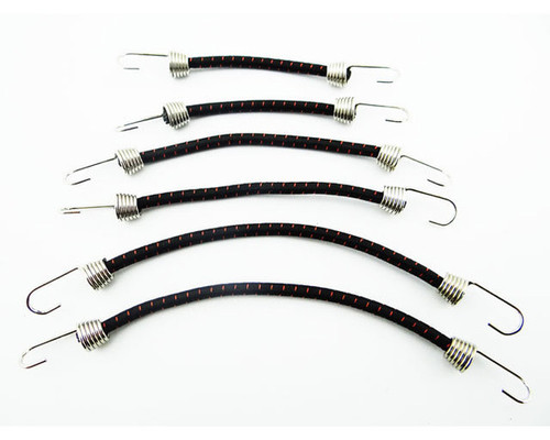 ACC468C21 - 1:10 Scale elastic cord Set (6) Black W/ Red | Hot Racing