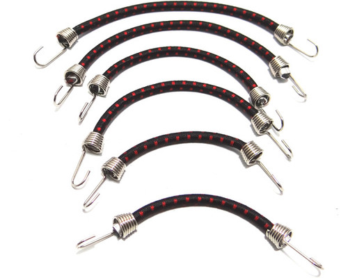 ACC468C02 - 1:10 Scale elastic cord Set (6) Black W/ Red | Hot Racing