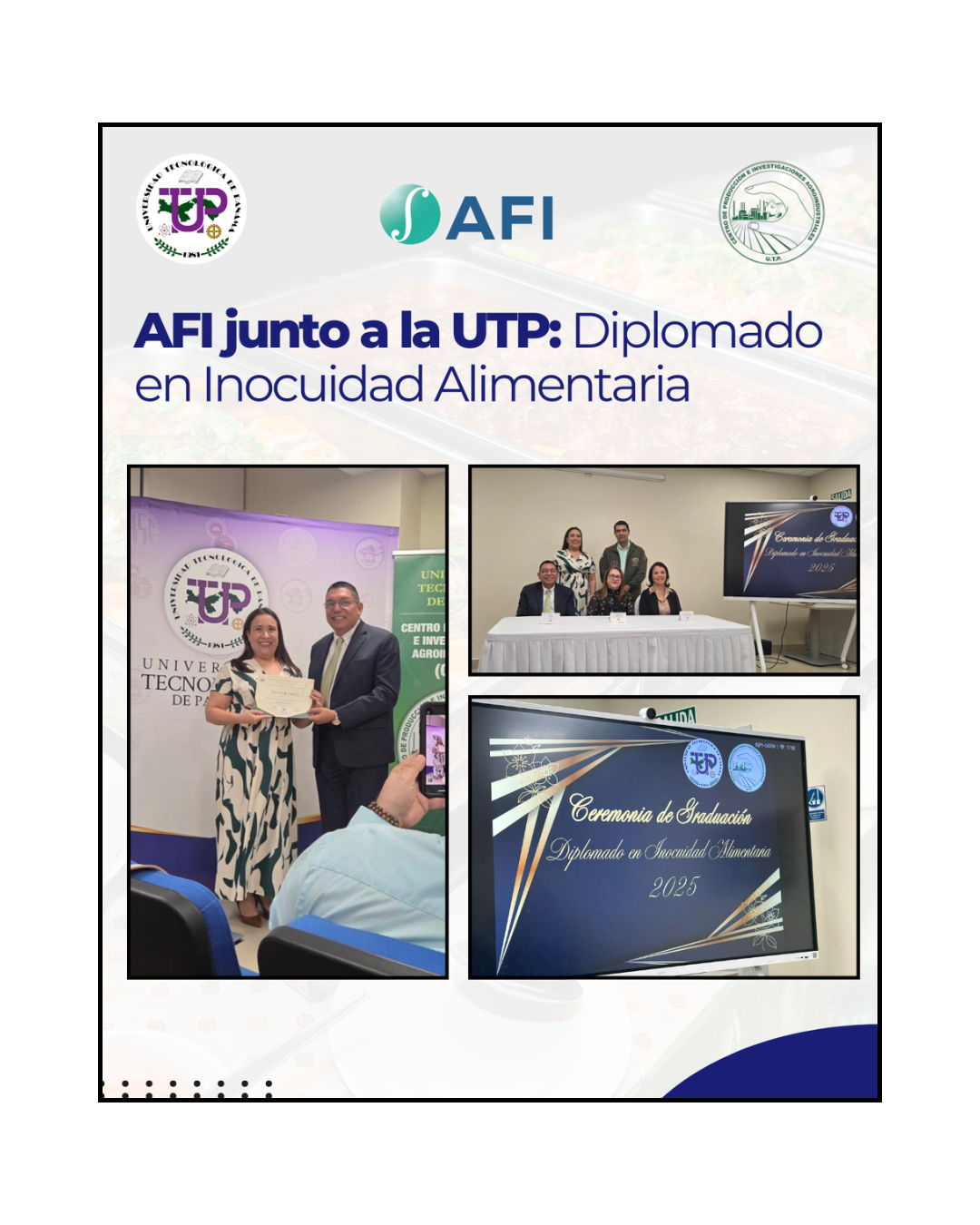 Celebramos la graduación del Diplomado en Inocuidad Alimentaria de la UTP
