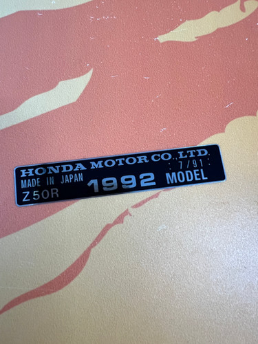 1992 Z50R Year Decal | Blue Line Graphics