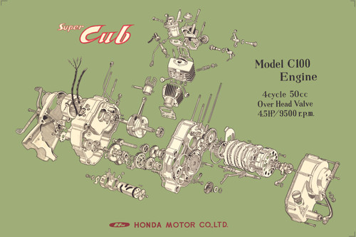 C100 Engine Poster | Blue Line Graphics