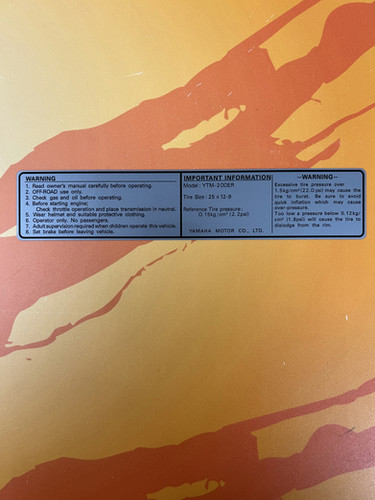 YTM Rear Warning YTM200ER | Blue Line Graphics