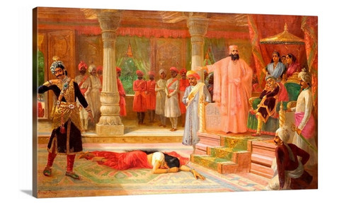 Raja ravi varma mahabharata Painting on Canvas Size 54x36 Inches | FARBZ