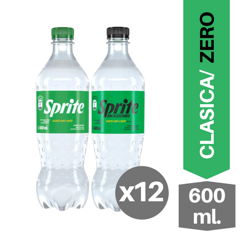 REFRESCO SPRITE ZERO 600 ml. FUNDA x12 UNID. CLASICA/ZERO | Agata ...