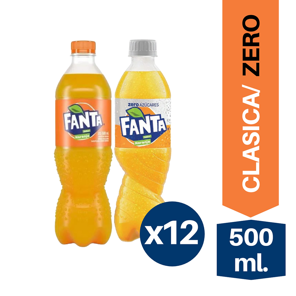 REFRESCO FANTA 500 ml. FUNDA x12 UNID. CLASICA/ZERO | Agata Distribuidora