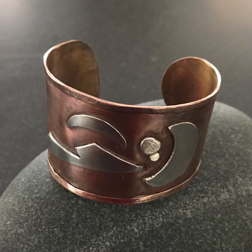 Hand Forged Tapered Copper Cuff with Appliqued Sterling Shapes ...