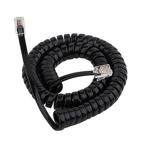 Telephone Spiral Wire Handset Curly Cord RJ11 4P4C (Black) | egline