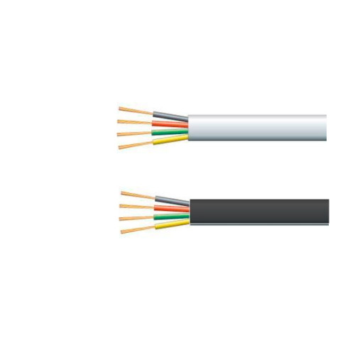 4 Core Stranded Flat Cable - Telephone 300m (Light grey / Black) | egline