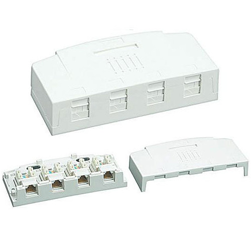 4 Way Keystone Surface Box - with Cat.5E keystone Jacks | egline
