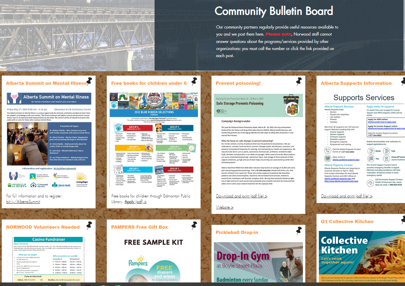Bulletin Board | Norwood Child And Family Resource Centre | Edmonton