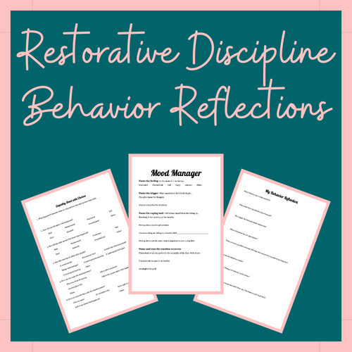 Restorative Behavior Reflection Worksheets | Joyce LCSW