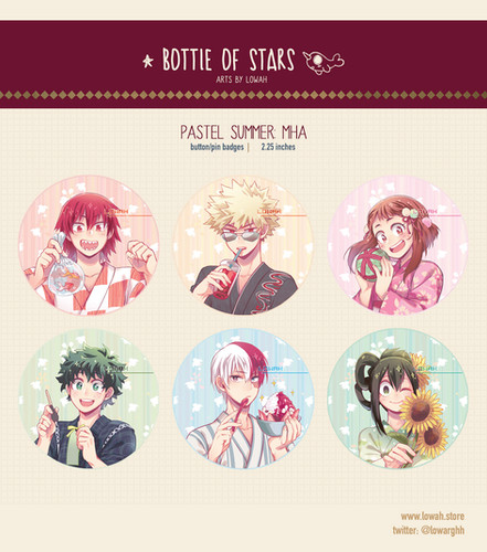 Buttons Pastel Summer: MHA | Lowah's Shop