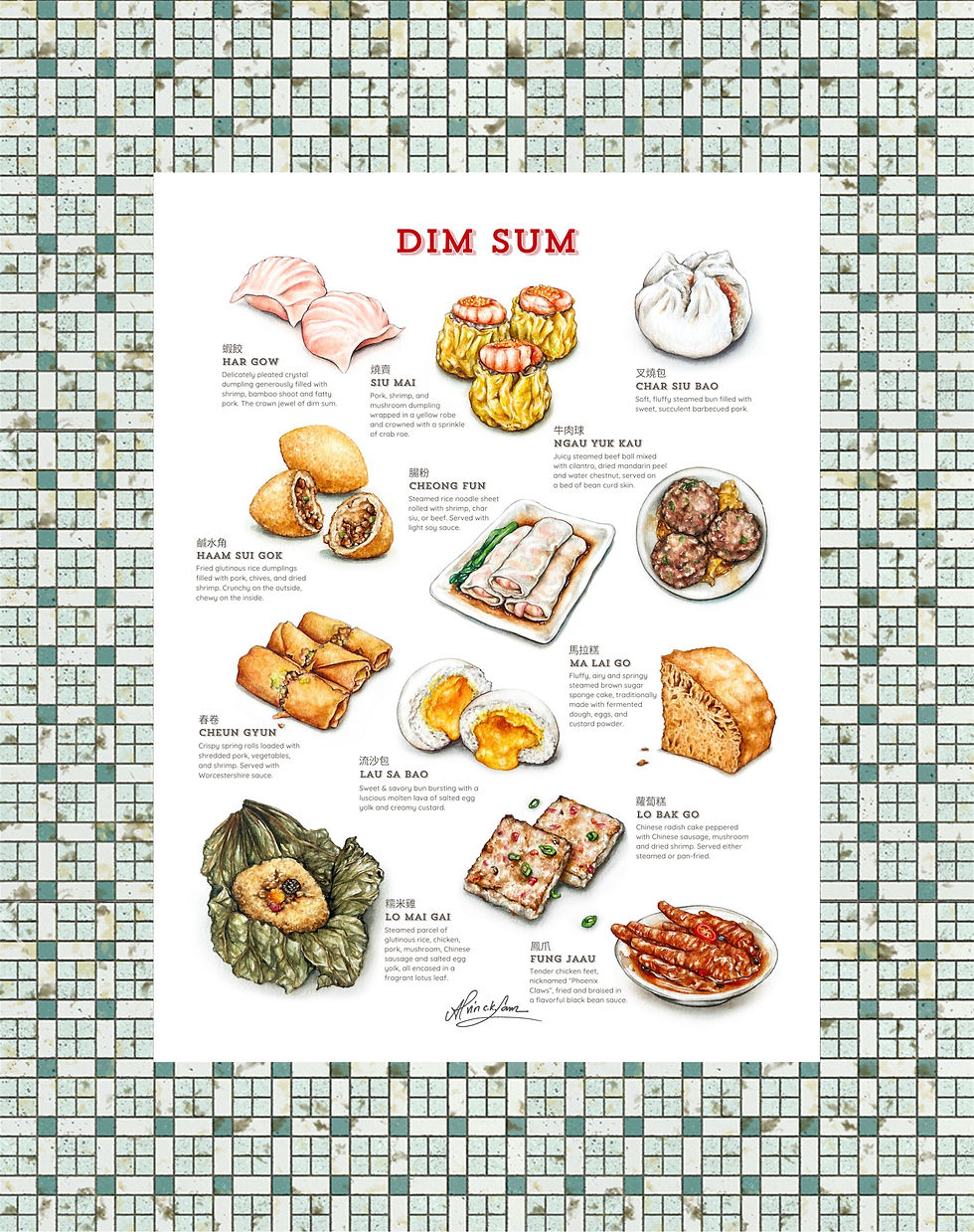 PRINT | "Dim Sum Illustrated Guide" | Alvin c.k. Lam Art