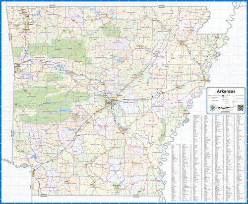Arkansas Laminated Wall Map | topographics