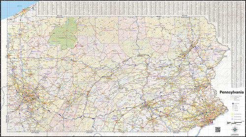 Pennsylvania Laminated Wall Map | topographics