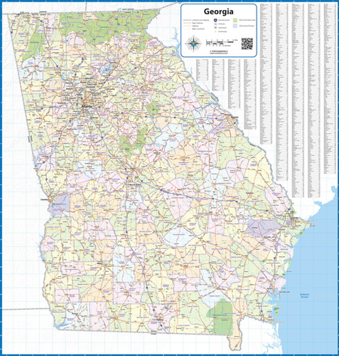 Georgia Laminated Wall Map | topographics