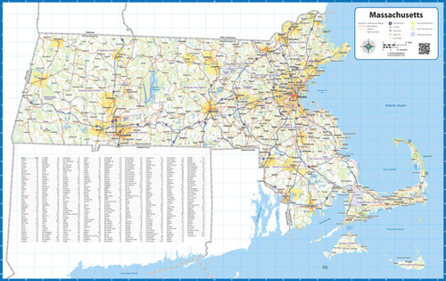 Massachusetts Laminated Wall Map | topographics