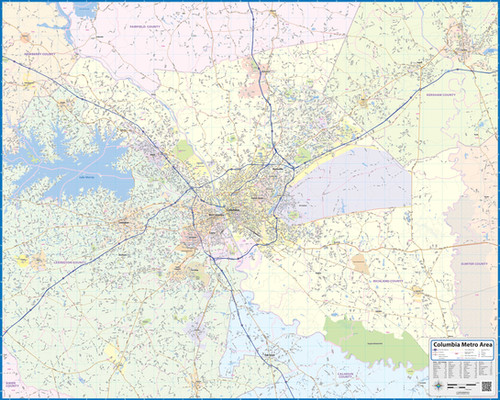 Columbia SC Laminated Wall Map | topographics