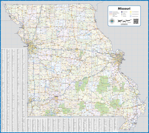 Missouri Laminated Wall Map | topographics