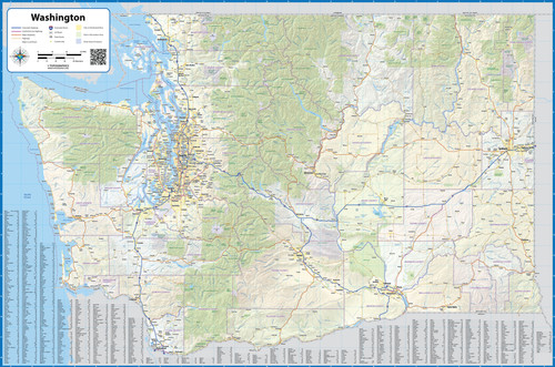 Washington State Laminated Wall Map | topographics