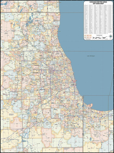 Chicago Metro Area ZIP Code Laminated Map | topographics