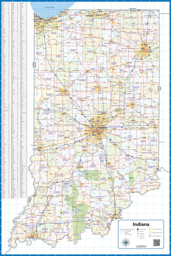 Indiana Laminated Wall Map | topographics